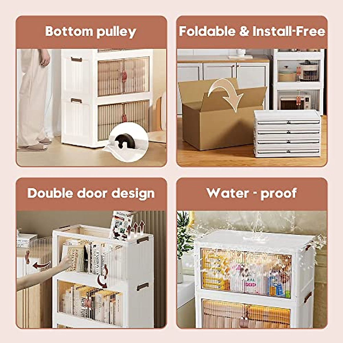 Storage Bins with Lids,Collapsible Closet Organizers with Double Door,Foldable Toy Storage with front opening.Dorm Room Essentials,21Gal Folding Car Organizer.