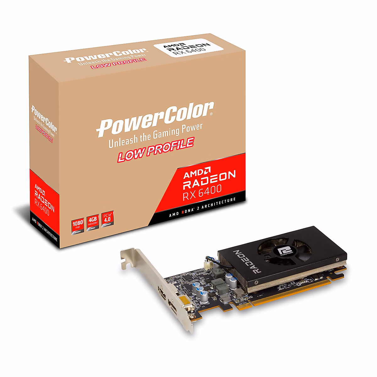 PowerColor AMD Radeon RX 6400 Low Profile Graphics Card with 4GB GDDR6 Memory