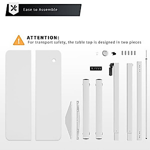 YESHOMY Height Adjustable Electric Standing Desk 40 inch Computer Table, Home Office Workstation, 40in, White Leg/White Top