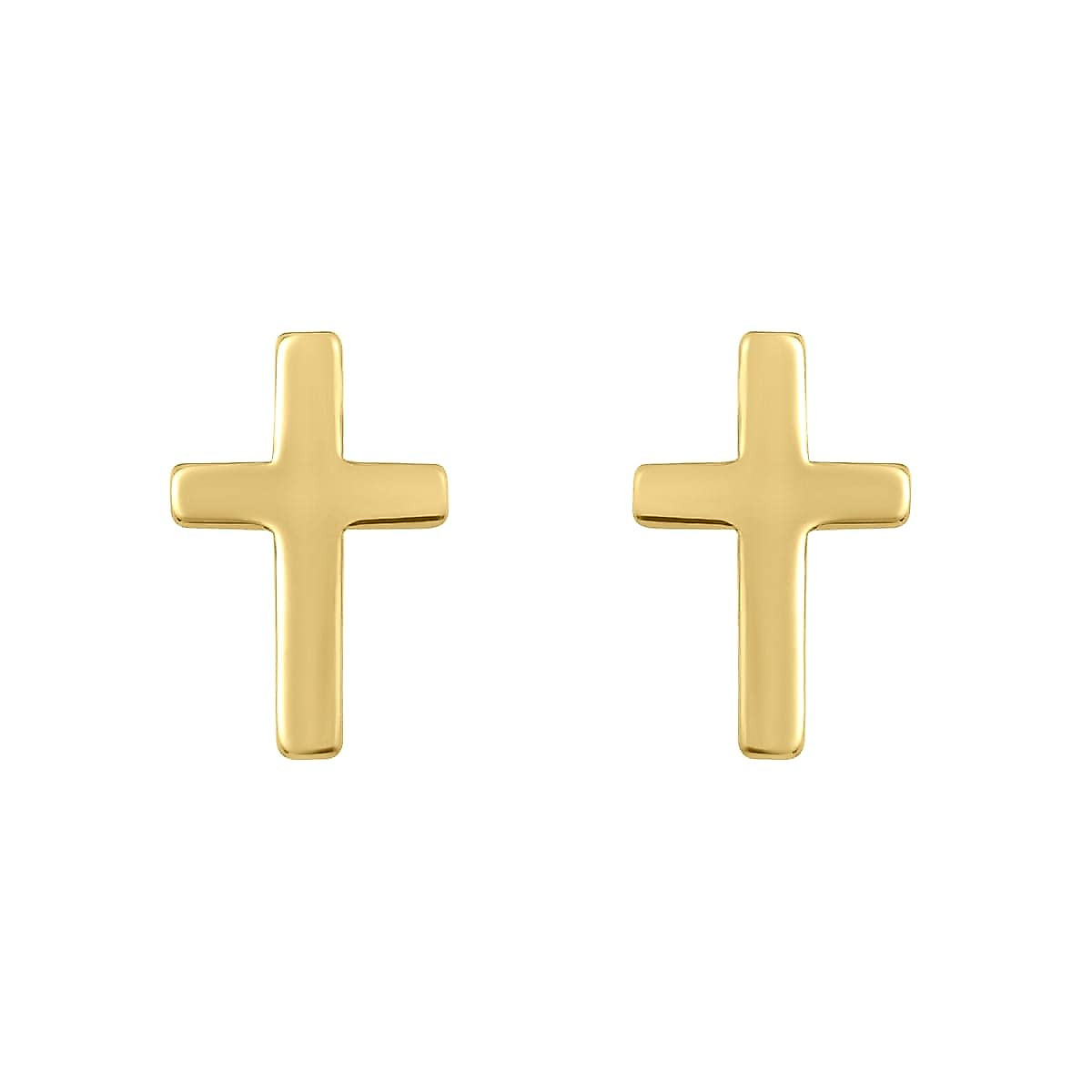 Mystigold Cross Stud Earrings in .925 Sterling Silver Plated Rhodium and in 18K Gold Plated I Religious Small Earrings for men and women 0.4 x 0.2 inch I Hypoallergenic Earrings I Gift for Women Men,