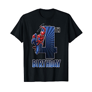 Marvel Spider-Man Swinging 4th Birthday Graphic T-Shirt