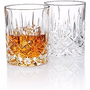 Le'raze Double Old Fashioned Glasses, Posh Crystal Collection, Perfect for serving scotch, whiskey or mixed drinks (Set of 6-11Oz DOF Glasses)