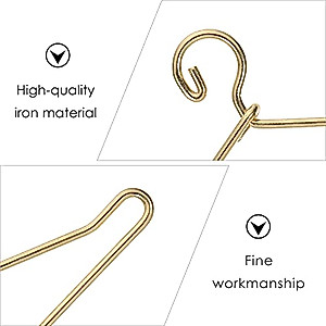 EXCEART 50Pcs Mini Clothes Hangers Metal Doll Clothes Dress Outfit Holders Wire Rack Stand for Miniature Dollhouse Gown Closets Toys Bedroom Accessories Golden 40mm