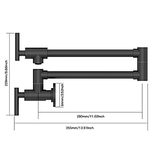 Pot Filler Faucet, Wall Mount Lead-Free Brass Pot Filler Kitchen Faucet with cUPC Certified, Folding Stretchable Kitchen Faucet with Double Joint Swing Arms, Single Hole - Matte Black