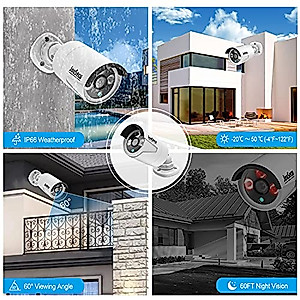 JouSecu 1080P 8CH Wired Home Security Camera System HD 5-in-1 Video DVR Recorder with 4X HD 2MP Weatherproof CCTV Cameras, Motion Alert, Remote Access
