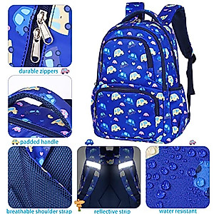 Unineovo Backpack for Boys, Car Backpack,Lunch Box Schoolbag for Kids, Kids Boys Water Resistant Laptop Backpack,Lightweight Bookbag with Pencil Case,3 Pcs Set Nylon Side Pocket Backpack for School