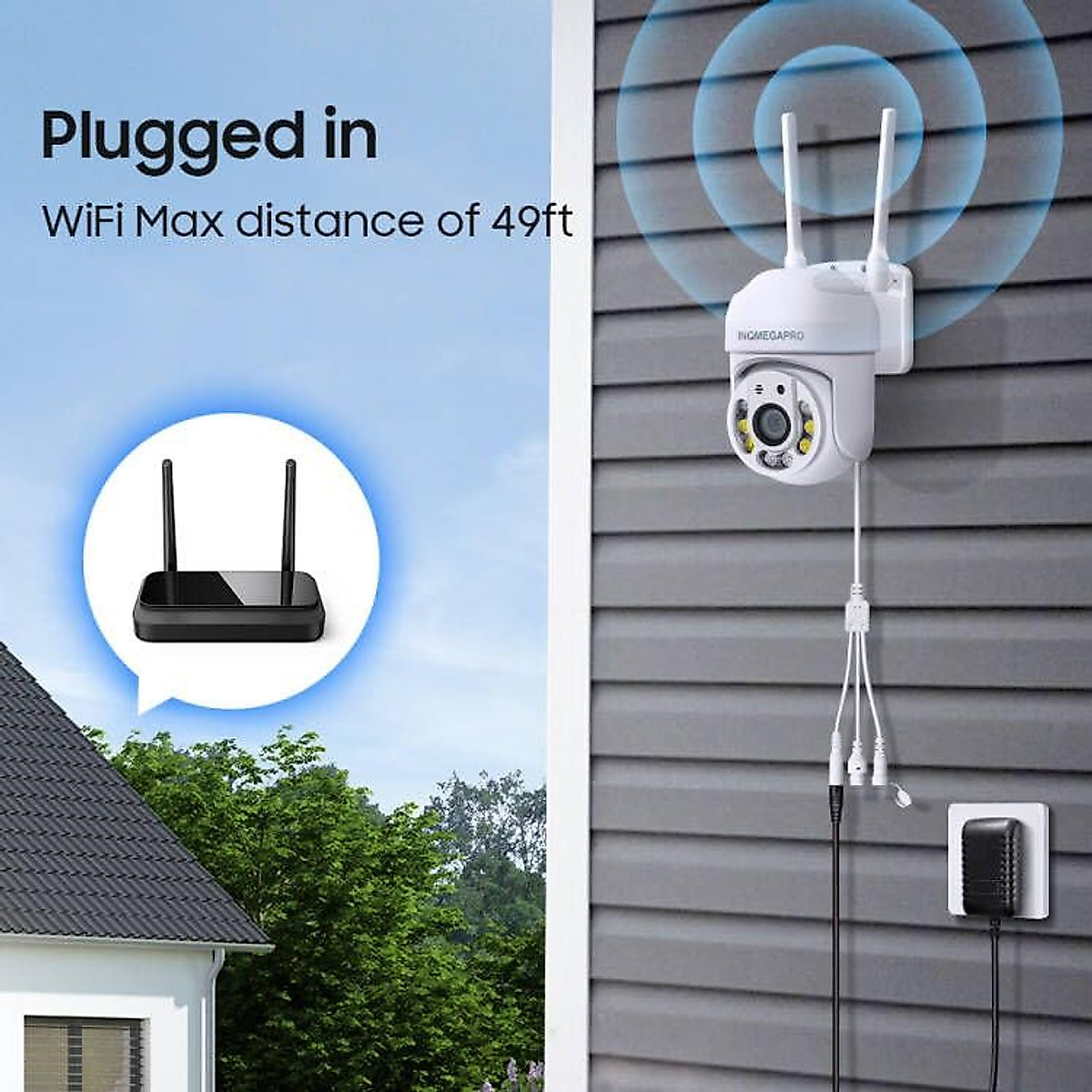 INQMEGA Security Camera Outdoor, 1080P Wireless WiFi IP Camera Home Security System 360° View,Motion Detection, auto Tracking,Two Way Talk,Full Color Night Vision