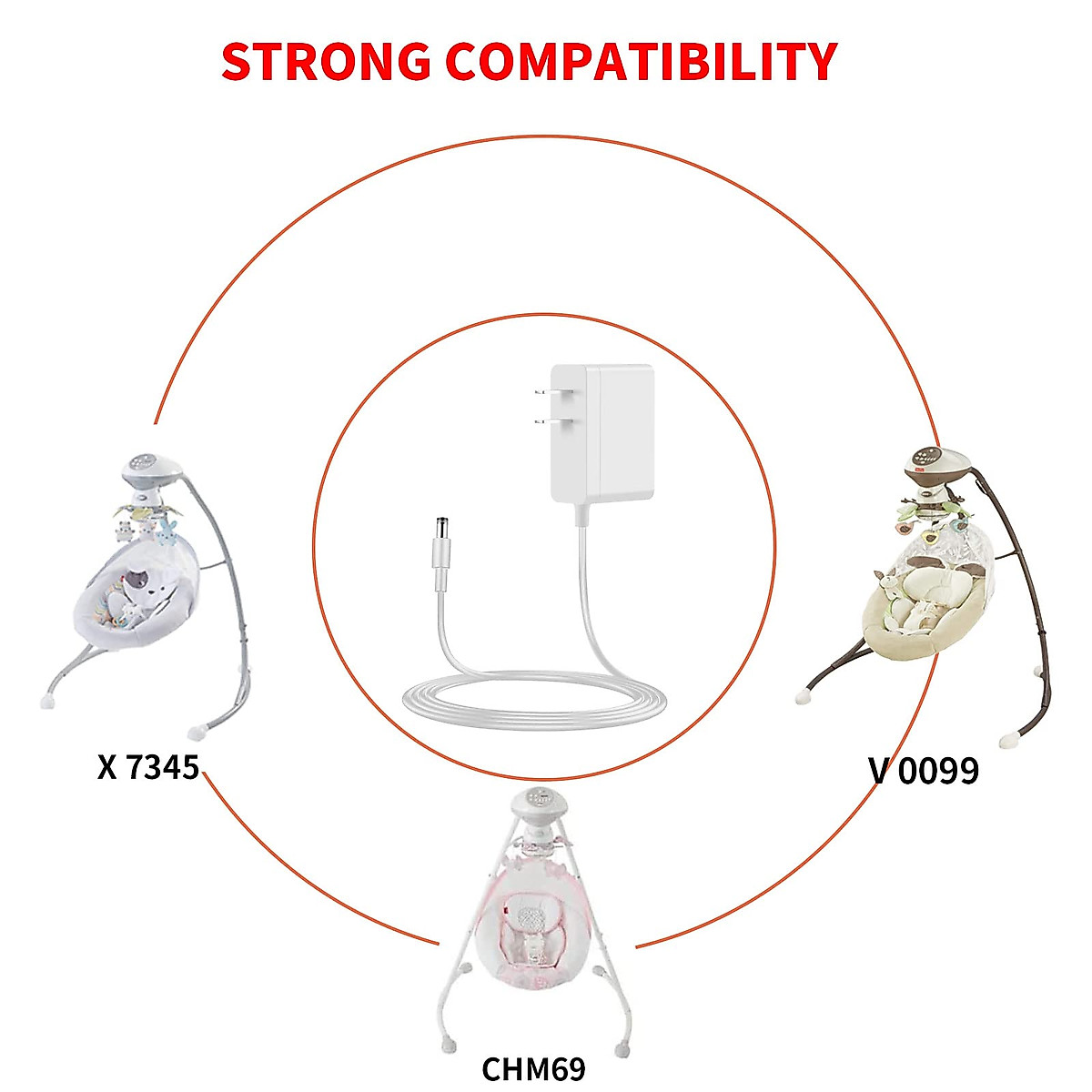 MEROM 6V Baby Swing Power Cord Compatible with Fisher Price Cradle Swing, Rainforest Cradle Swing, Butterfly Ocean Wonders Swing, Ingenuity Swing, Replacement Fisher Price Swing Adapter Cord