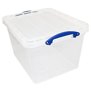 Really Useful Plastic Storage Box 40 Litre Clear (Pack of 3)