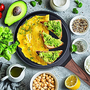 Vinchef Nonstick Crepe Pan, 11inch Skillet Pan for Dosa Tawa Omelette Tortillas Crispy Pancake, Griddle Pancake Pan, PFOA FREE and Induction Compatible