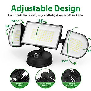 iMaihom 100W Dusk to Dawn Outdoor Lighting, 9000LM LED Flood Lights Outdoor, 3 Adjustable Heads Security Lights with Photocell, IP65 Waterproof 6500K Outdoor Flood Light for Yard Garage Patio