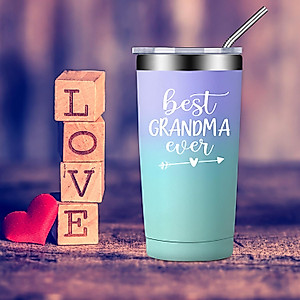 Fufandi Grandma Gifts, Best Grandma Ever - Grandma Gifts from Grandchildren - Gifts Ideas for Grandma - Mothers Day Christmas Birthday Gifts for Grandma, Grandmother, Nana - Tumbler Cup 20oz