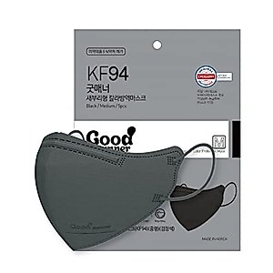 LAUNTREE Good Manner Mask Bird Beak Type 2D (L Size / 20p)+ KF94 Mask 1pcs SET- for Adult 4-Layers Filter KF94 Face Protection Color Mask [Made in Korea] (Black)