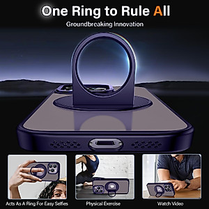 KMERUOTR 360° Rotatable Ring for iPhone 14 Pro Max Case [Compatible with MagSafe] [Military-Grade Protection], Shockproof Protective Slim Invisible Stand for Women Men Phone Case 6.7 Inch,Purple