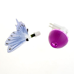 AMZSTAR Kids Night Light,Fiber Optic Butterfly Plug LED Color Change Night Light Decor Lamp Gift Toy (Purple)