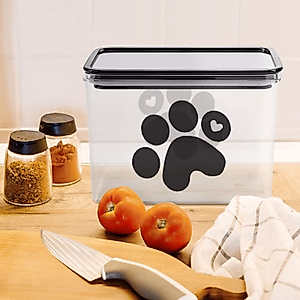 Dog Paw Prints Storage Box Plastic Food Organizer Container Canisters with Lid for Kitchen