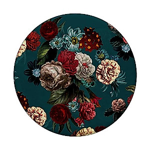 Vintage Floral Red and Teal Flowers Pattern PopSockets Standard PopGrip