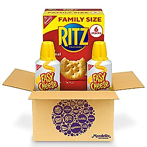 RITZ Original Crackers and Easy Cheese Cheddar Snack Variety Pack, 1 Family Size Box & 2 Cans