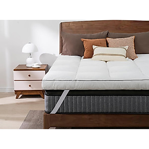 QUEEN ROSE Mattress Topper King, Extra Soft Pillow Top King Mattress Topper, Cooling Thick Plush Bed Topper Snow Down Alternative, Baffle Box White, for Back Pain Relief