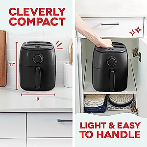 DASH Tasti-Crisp™ Electric Air Fryer Oven Cooker with Temperature Control, Non-Stick Fry Basket, Recipe Guide + Auto Shut Off Feature, 1000-Watt, 2.6Qt, Black