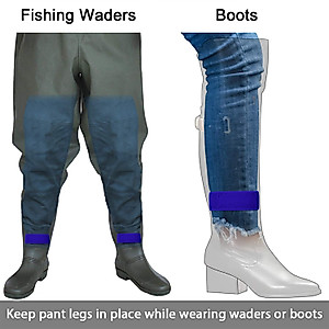 Wisdompro Ankle Strap, 1 Pair Polyester Blousing Garters Trousers Boots Blouses Hook and Loop Strap for Waders, Fly, Fishing, Hunting, Hiking, Cycling, Gardening, Military Uniforms (14 Inch Blue)