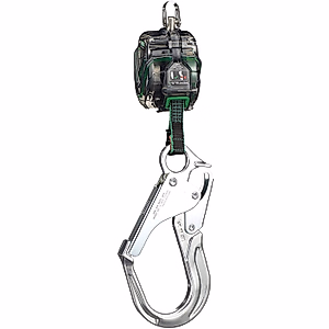 MSA 63013-00A V-TEC Personal Fall Limiter - 10' (3m), Single-Leg, AL36CL Snaphook Anchorage Connection, Steel Carabiner Harness Connection, Retractable Web Lanyard Clear