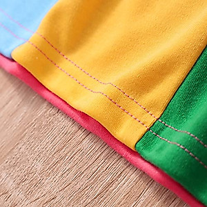 moomtaikid Baby Toddler Girls Dresses Rainbow 3D Heart Splicing Dress O-Neck Long Sleeve Princess Dress Pink 18-24M