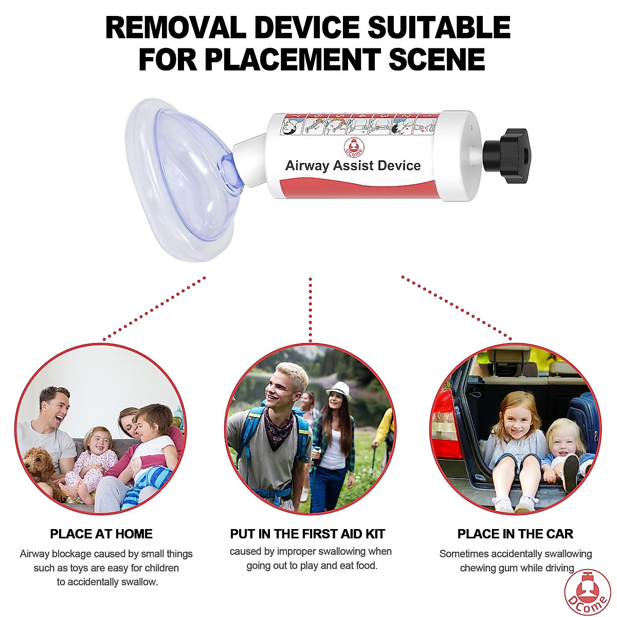 DCome 1 Pack Child Removal Device for Removing Obstructed Objects, Portable Device for Toddlers and Kids, Safe and Effective Infant First Aid Kit, Easy to Use, Equipped with Different Size Masks