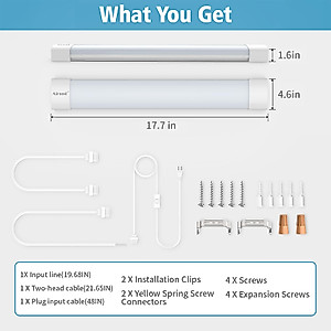 Airand LED Ceiling Light Fixture with Plug 5000k, Triproof LED Tube Light 16W Linkable Closet Light for Workbench Kitchen Basement Garage Corridor Bathroom Office Overhead Lighting with Plug in Cord