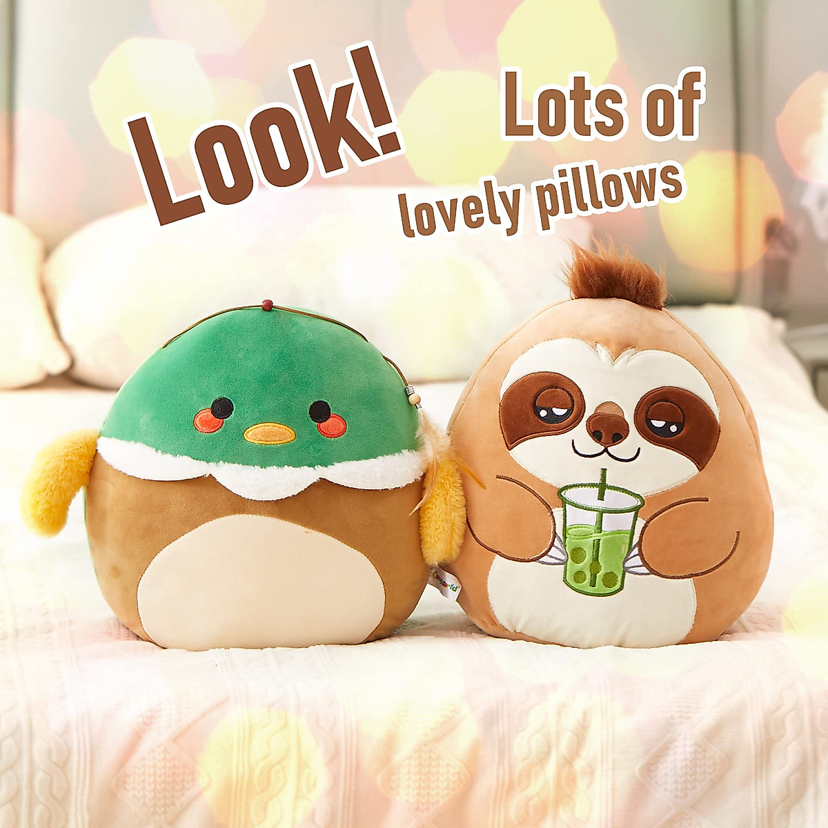 CozyWorld 12" Sloth Stuffed Animal Plush Pillow, Soft Sloth Plush Toys with Tea, Collect Sloth Gift for Adult, Kids, Boys, Girls