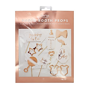 Ginger Ray 10 Pack Rose Gold Foiled Baby Shower Photo Booth Props Twinkle Twinkle Gold