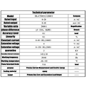 Comimark 2Pcs DL-CT08CL5-20A/10mA 2000/1 0~120A Micro Current Transformer
