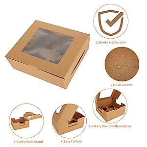 QTLCOHD 100Pcs Cupcake Boxes 4 Count Cupcake Containers 6x6x3 Inch Brown Cupcake Box Bulk for Cupcakes Muffins Cookies Pastries