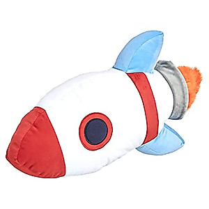 Amazon Basics Kids Room Décor, Space Rockets Decorative Pillow - Spaceship, Polyester, Assorted, 16.5" x 4"