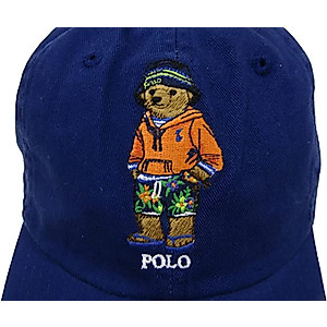 POLO RALPH LAUREN Men's Polo Bear Chino Baseball Cap Hat (Beach Bear,Nvay, One Size