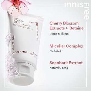 innisfree Cherry Blossom Glow Jam Cleanser, Sulfate Free, Korean Face Wash, Cleansing Foam for Glowing Glass Skin (Packaging May Vary)