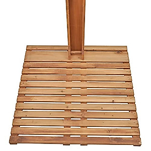PMOTYOEK Garden Shower Outdoor Pool Shower with Base Adjustable Pressure Wood Outdoor Natural Color…