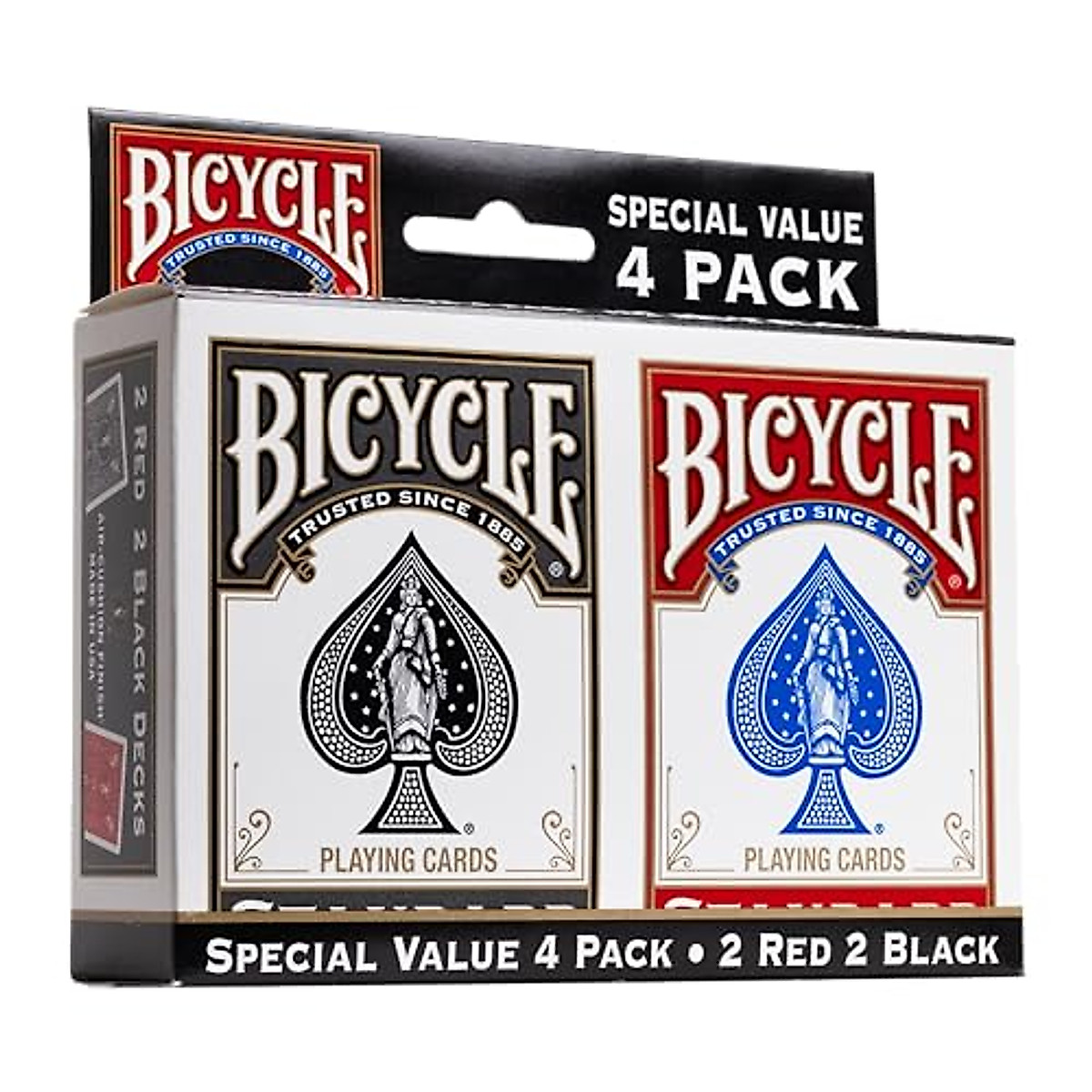 Bicycle Standard Index (Black/Red), Pack of 4