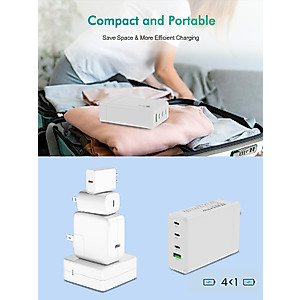 100W USB C Charger Block Mult Port, GaN Fast Charging Block for MacBook Pro/Air, Samsung Galaxy S23/S22,Note,Google Pixel,iPad,iPhone,Tablets,Laptop and More(Compact and Foldable Travel Wall Charger)