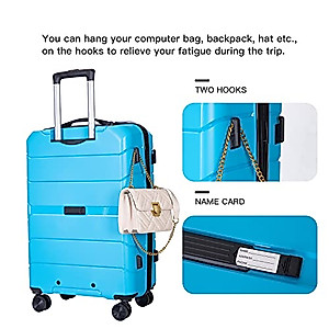 Travelhouse Luggage Sets, Lightweigh Hardside Suitcases with Double Spinner Wheels,TSA Lock, 3 Piece Set 20"/24"/28" (Blue-31)