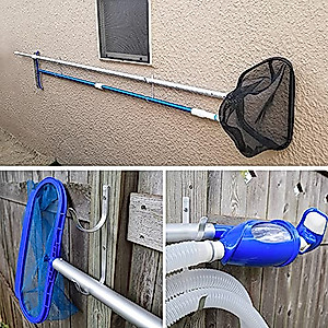 Pool Pole Hanger Garden Tools Supports Bracket Aluminium Pool Accessories Holder Horizontal Wall Stand Wall Mount for Telescopic Poles Skimmers Leaf Rakes Nets Brushes Vacuum Hose