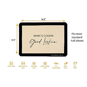 Happy Homes Market, Silicone Baking Mat, Non-Stick, Professional Grade Quality Baking Mat, Food Safe, BPA Free, Reusable, Eco-Friendly, Luxury Baking Sheet Liner- Set of 3 Standard Half Sheet Sizes