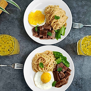 ALLUSEIT Pasta Bowls, 6pcs/28oz Bone Porcelain Bowls Set for Soup and Salad, White Ceramic Serving Bowls and Plate for Kitchen, Wide & Shallow, Microwave & Dishwasher Safe, Φ8inch