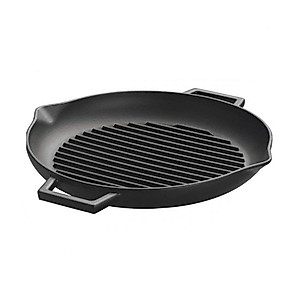 Lava ECO Enameled Cast Iron 12 in. Round Grill Pan, Slate Black
