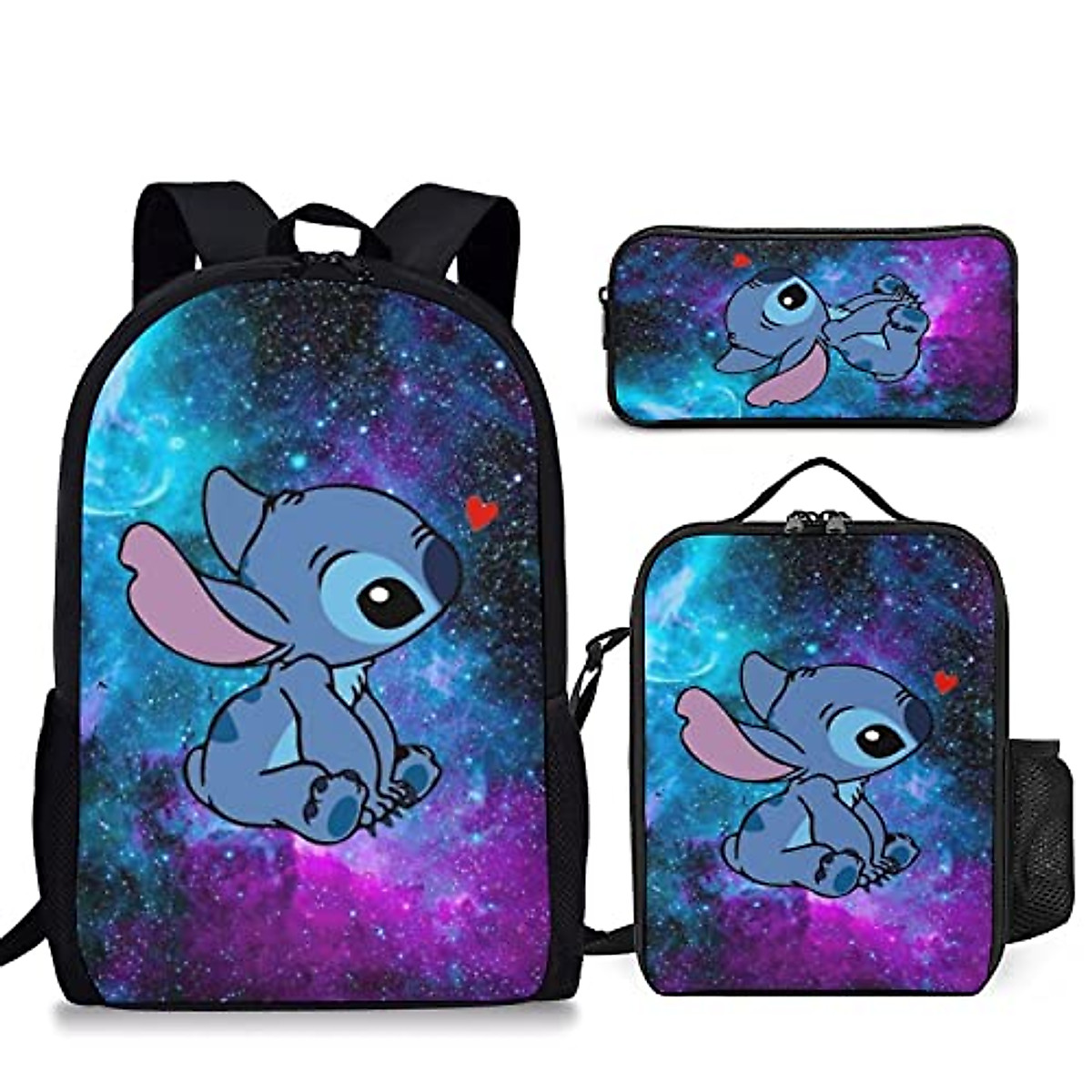 dvyuwhe 3pcs Cute Backpack Set for Boys Girls,Cartoon Backpack with Adjustable Lunch Bag And Pencil Case for Work/Travel