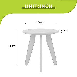 BIVODA Outdoor Adirondack Side Table, HDPE Small Round End Table,Weather Resistant End Table for Patio, Backyard, Pool, Indoor Companion, Beach, Easy Maintenance