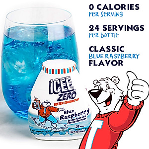 ICEE Zero Calorie Blue Raspberry Liquid Water Enhancer Drink Mix, Natural Flavor Drops, Sugar Free, 1.62 Fl Oz Concentrate (48 Ml) - 4 Pack