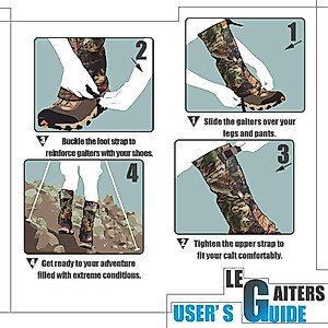 Gaiters Waterproof Snow Gaiters Legging Leg Cover Wraps for Hiking Climbing Outdoor (Camouflage Forest, XL)