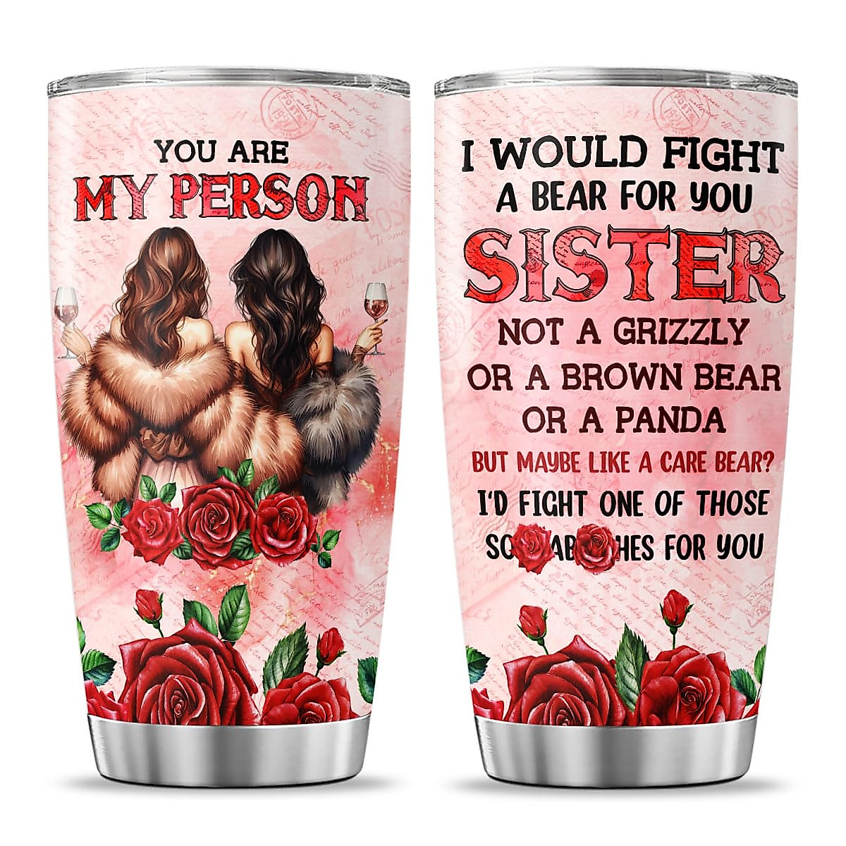 HUBUPU Tumbler 20 Oz With Lid And Straw, Soul Cups From Tumblers Sisters, Sister My Person, Sister Gifts