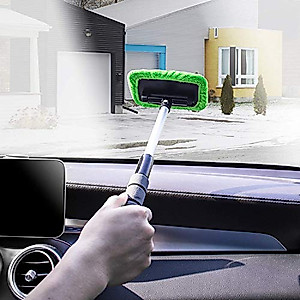 X XINDELL Windshield Glass Cleaning Tools, Microfiber Cloth Car Cleaning Tool with Extendable Handle and Reusable Cloth Auto Interior Accessories Glass Cleaner (Extendable)